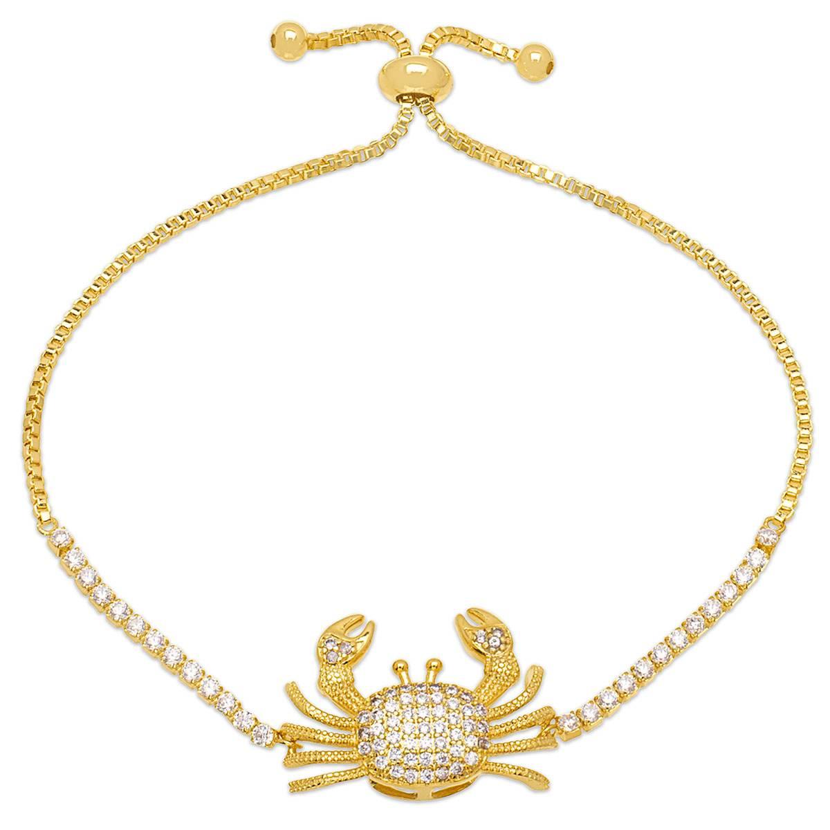Click here for 14kt. Gold Plated & CZ Crab Adjustable Bracelet prices