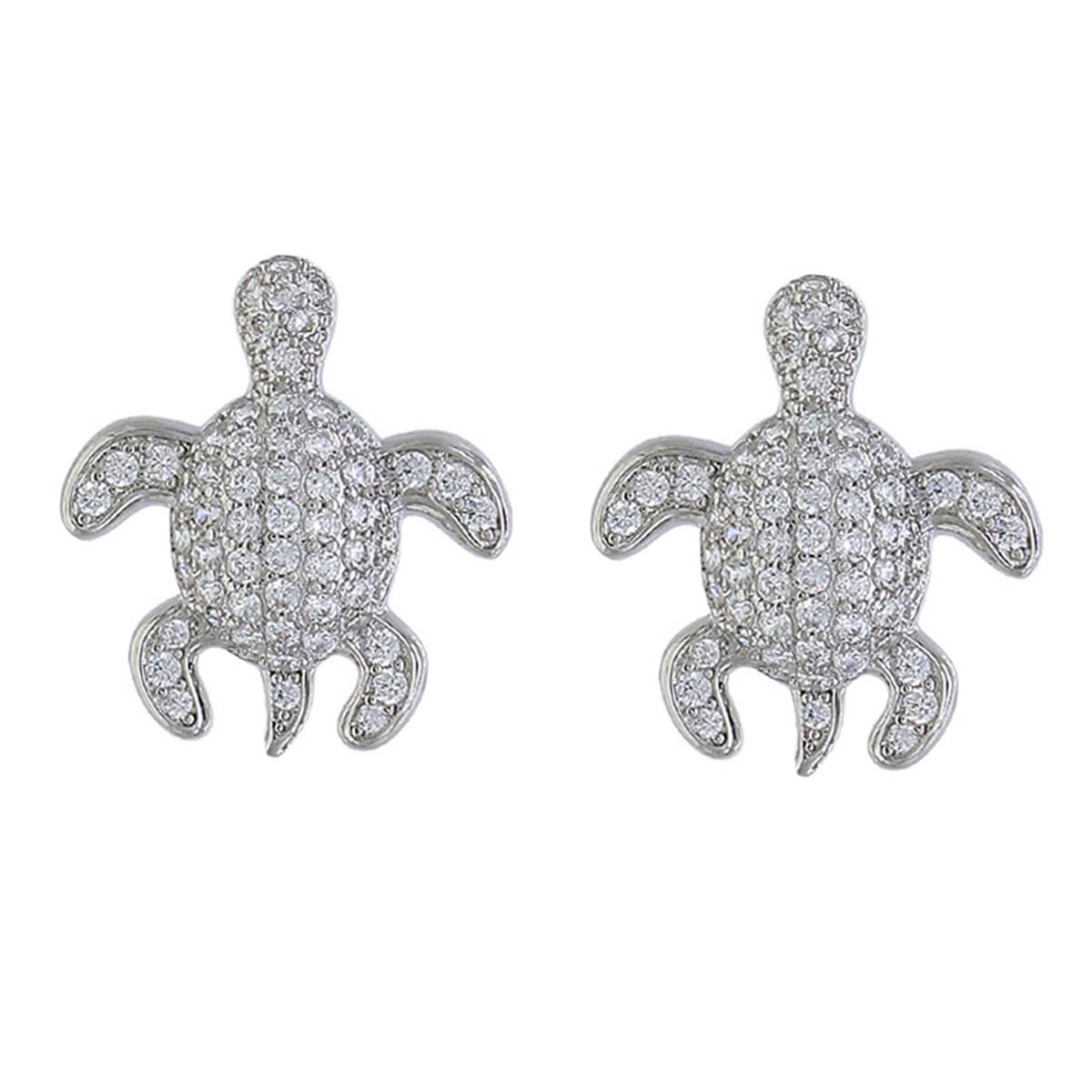 Click here for Fine Silver Plated CZ Turtle Stud Earrings prices