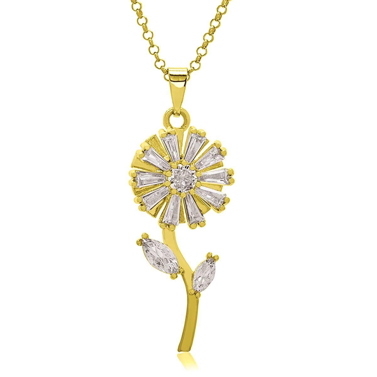 Click here for 14kt. Gold Plated & CZ Full Flower Pendant Necklac... prices