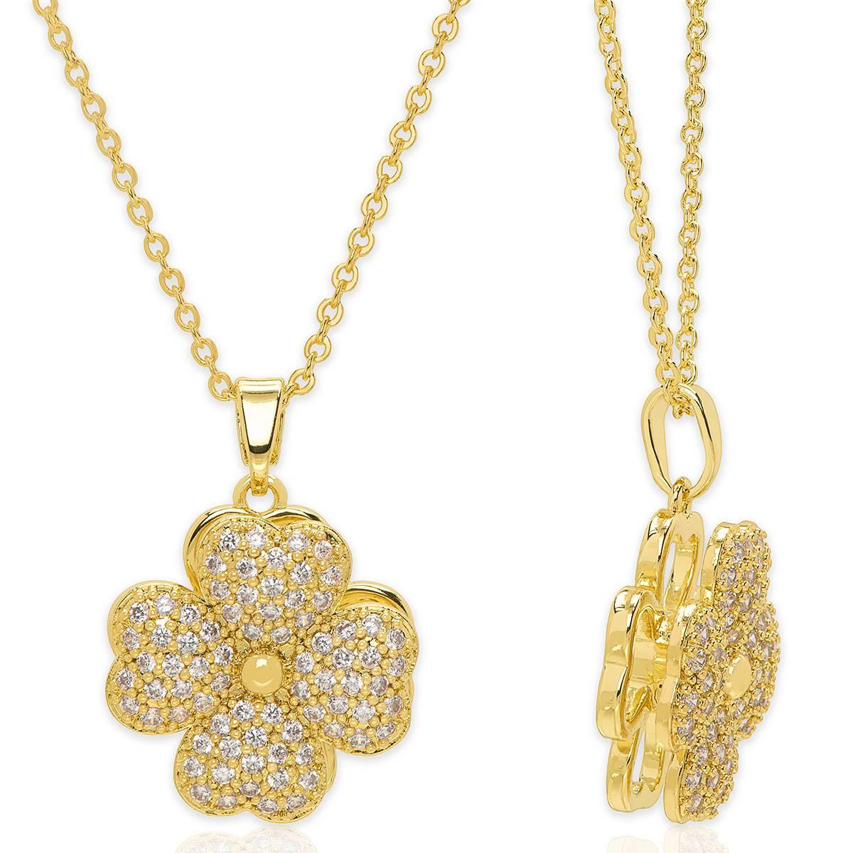 Click here for 14kt. Gold-Plated & CZ Pave Clover Spinner Pendant... prices