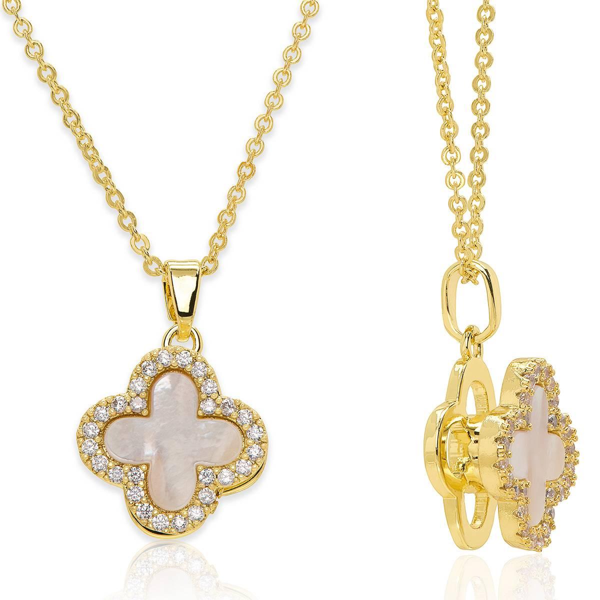 Click here for 14kt. Gold Plated Lab-Grown White Clover Spinner P... prices