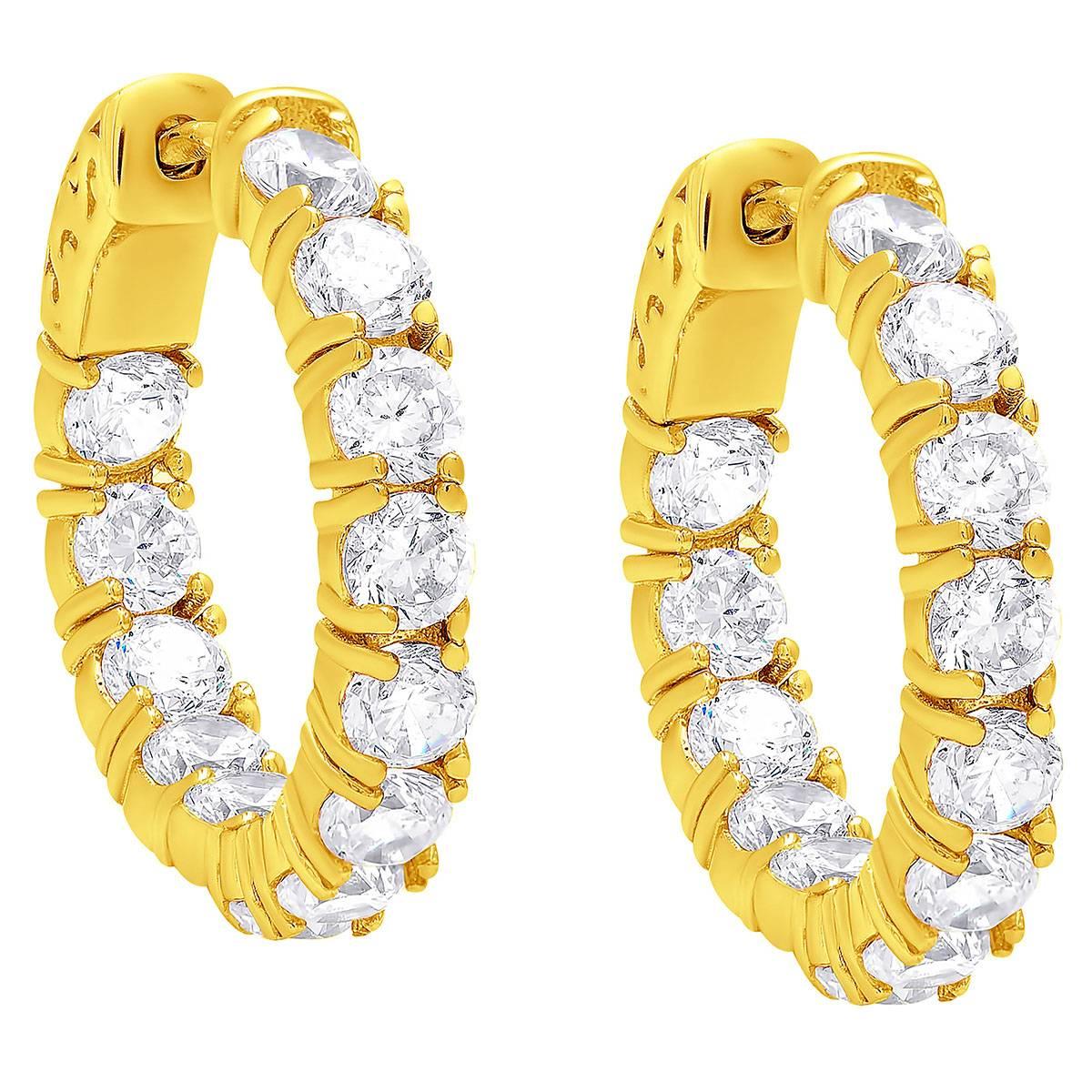 Click here for 14kt. Gold-Plated & CZ Inside-Out Hoop Earrings prices