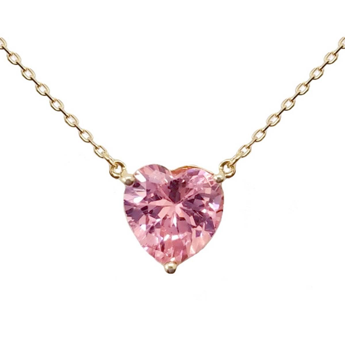 Click here for 14kt. Gold-Plated & Pink CZ Chunky Heart Necklace prices