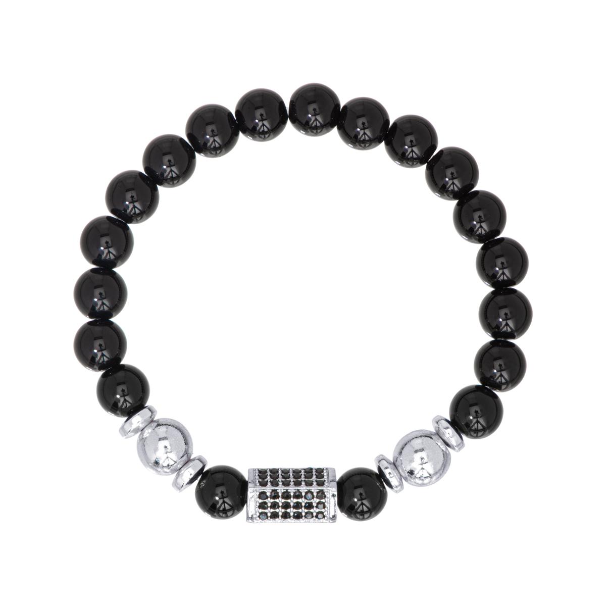 Click here for Gianni Argento Silver Plated Onyx Beaded Stretch B... prices