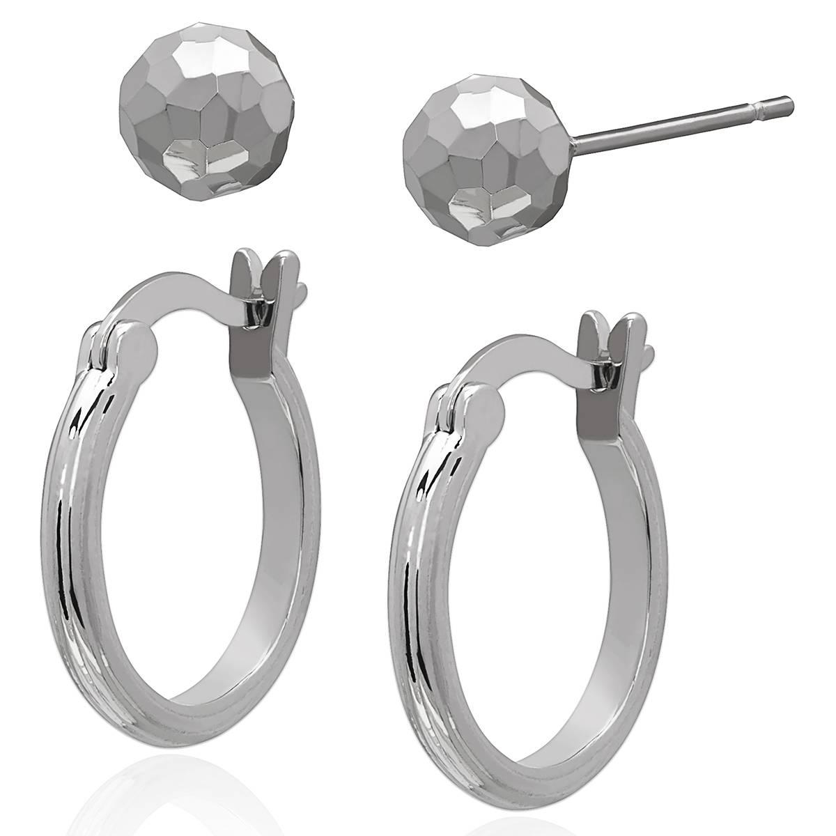 Click here for Gianni Argento Silver Plated Ball Stud & Hoop Earr... prices