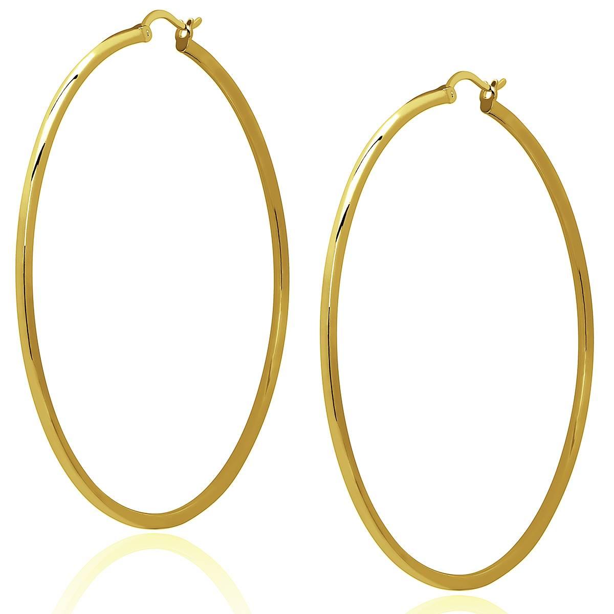 Click here for Gianni Argento 43mm Thin Gold-Plated Shiny Hoop Ea... prices