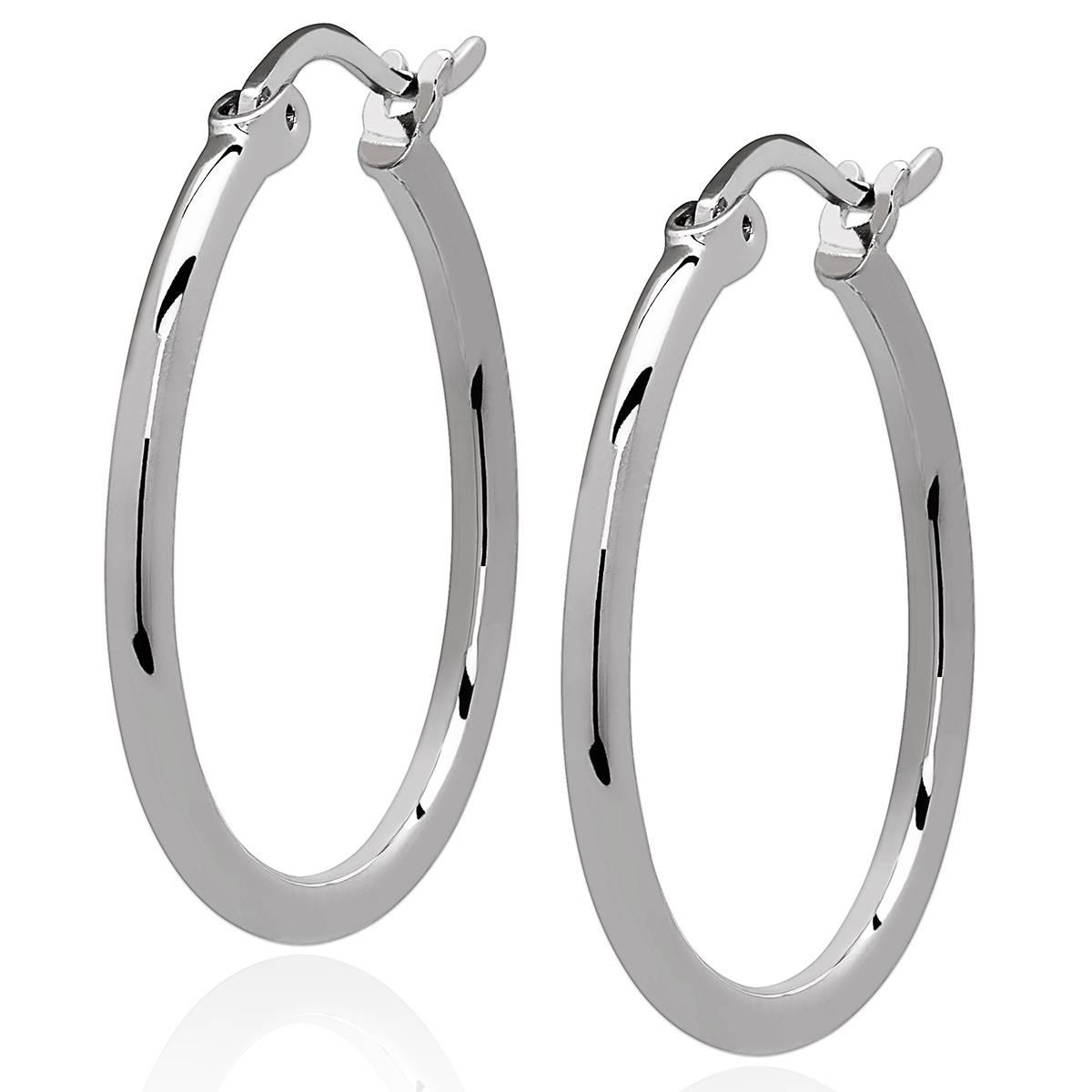 Click here for Gianni Argento 2x25mm Thin Shiny Hoop Earrings prices