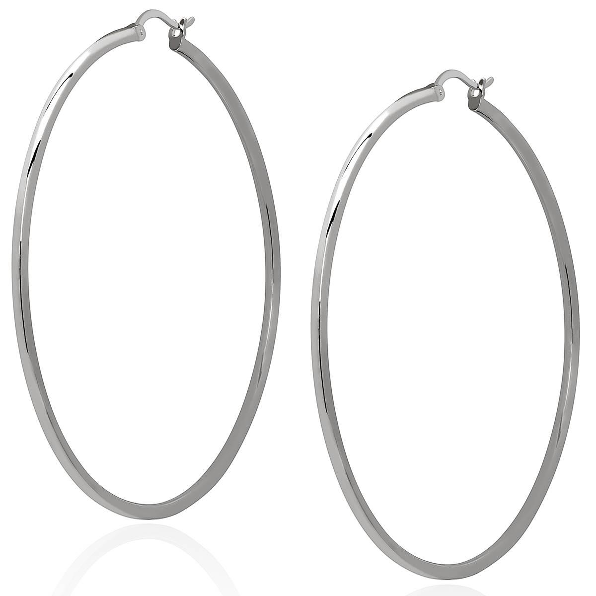 Click here for Gianni Argento 2x60mm Thin Shiny Hoop Earrings prices