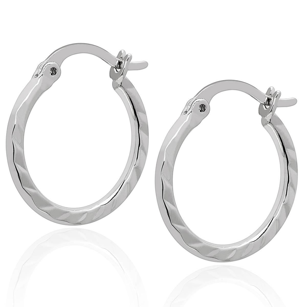 Click here for Gianni Argento 18mm Diamond-Cut Hoop Earrings prices