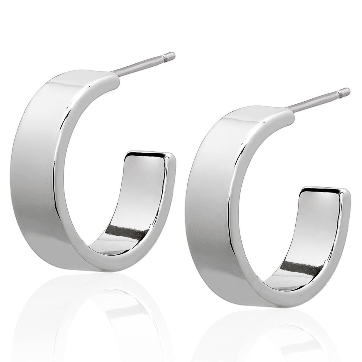 Click here for Gianni Argento 6x20mm Silver-Plated Flat Hoop Earr... prices