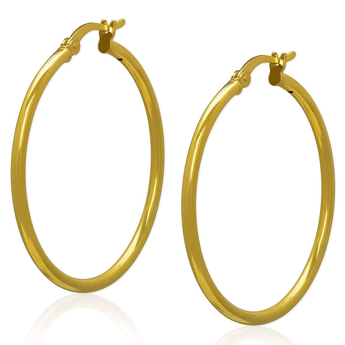 Click here for Gianni Argento 35mm Gold Over Sterling Plain Hoop... prices