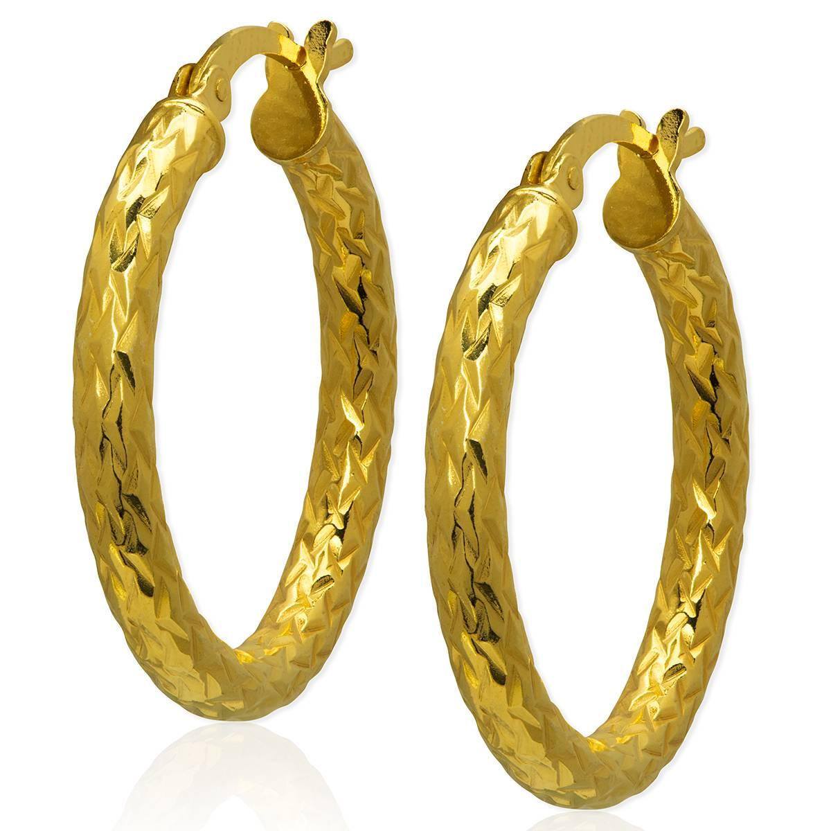 Click here for Gianni Argento 25mm Diamond-Cut 14kt. Gold Hoop Ea... prices