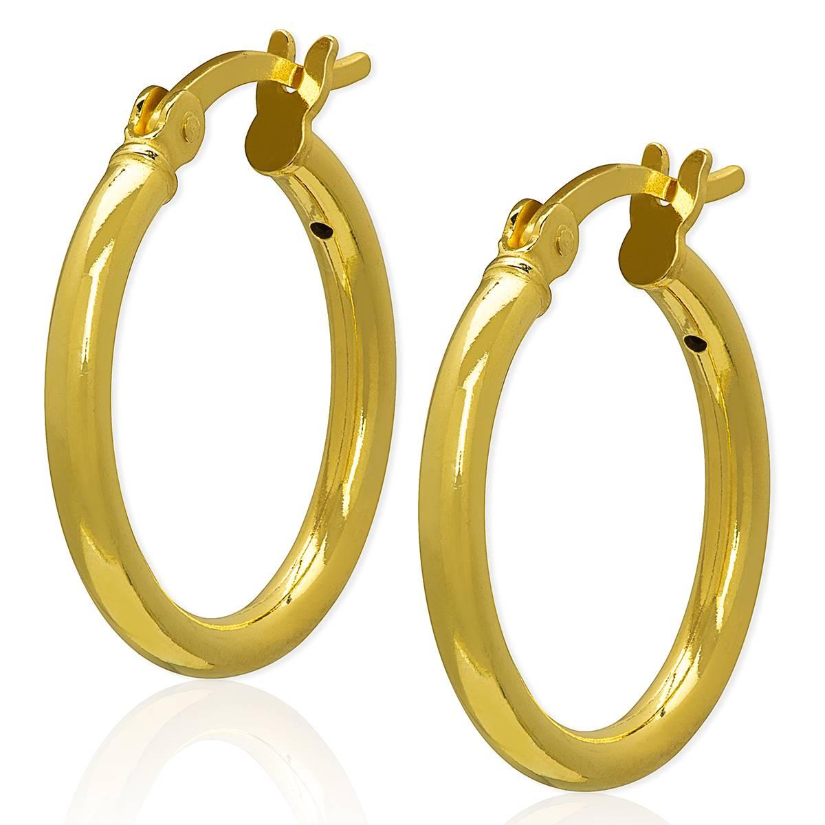 Click here for Gianni Argento 3x15mm Shiny 14kt. Gold Hoop Earrin... prices