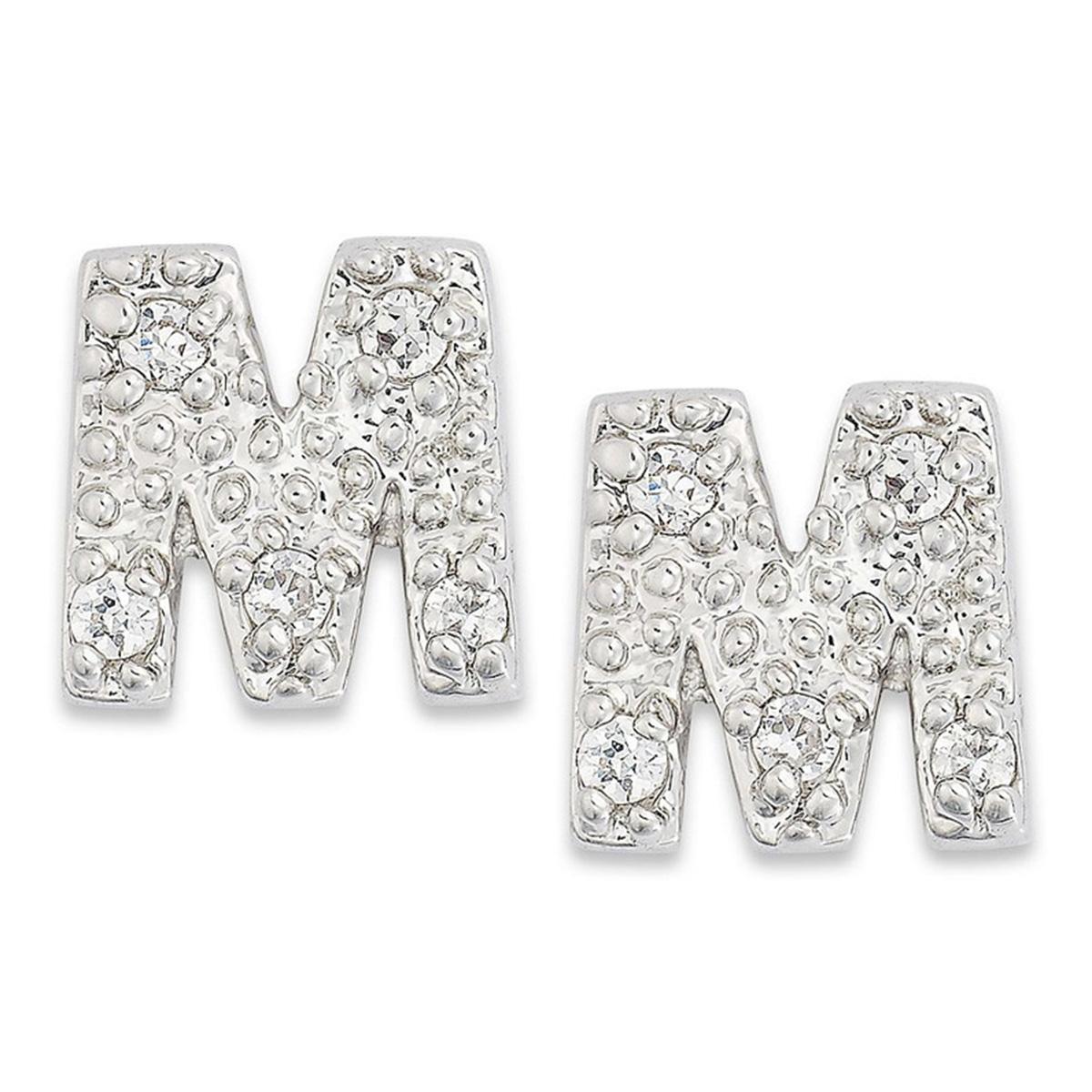 Click here for Sterling Silver CZ M Initial Stud Earrings prices