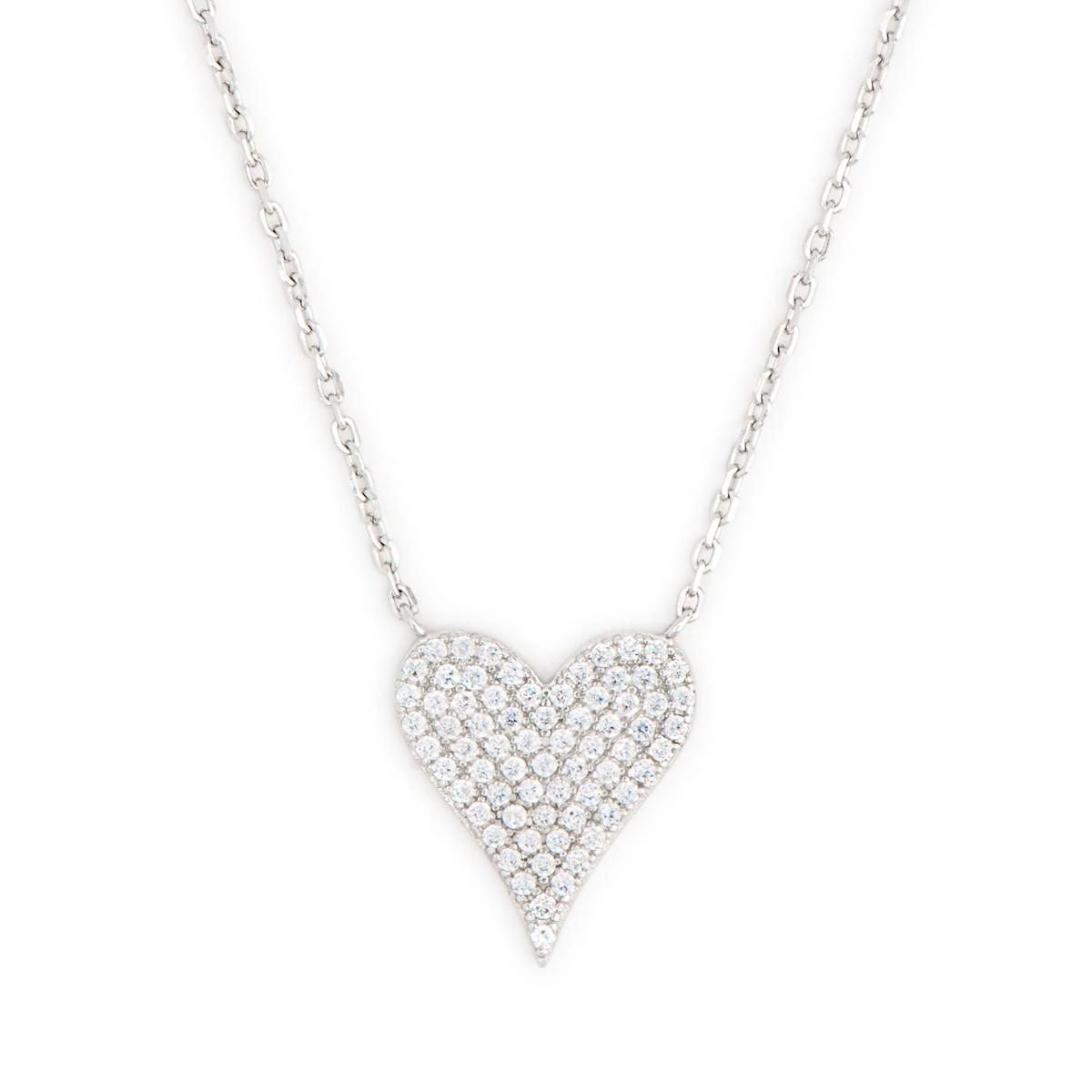 Click here for Sterling Silver CZ Pave Heart Pendant Necklace prices