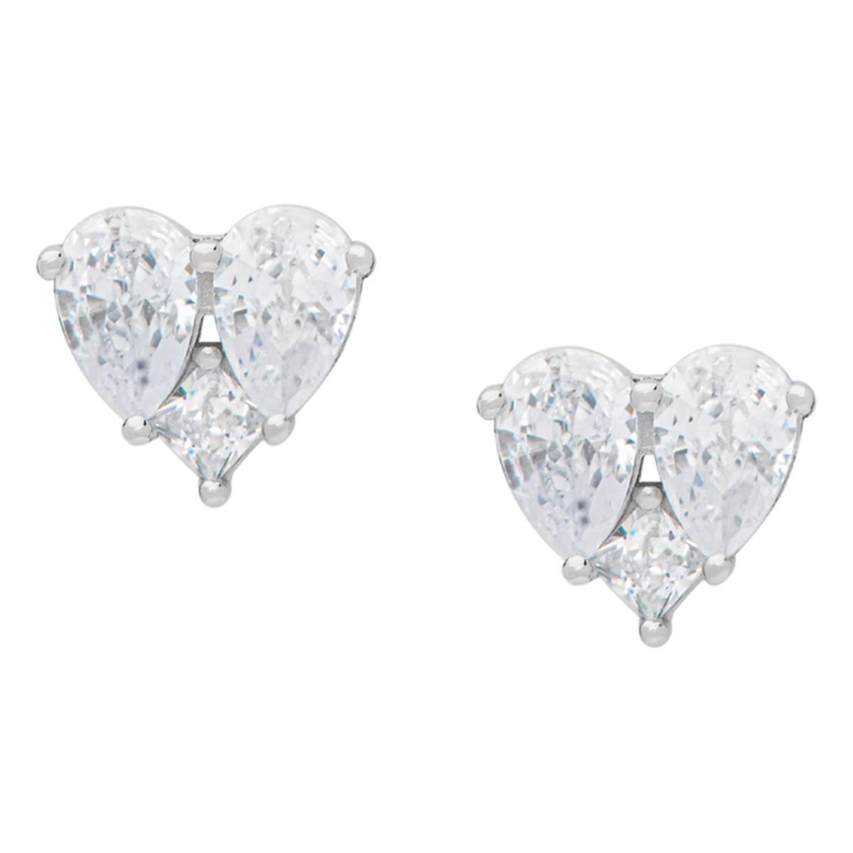 Click here for Sterling Silver CZ Triple Stone Heart Stud Earring... prices