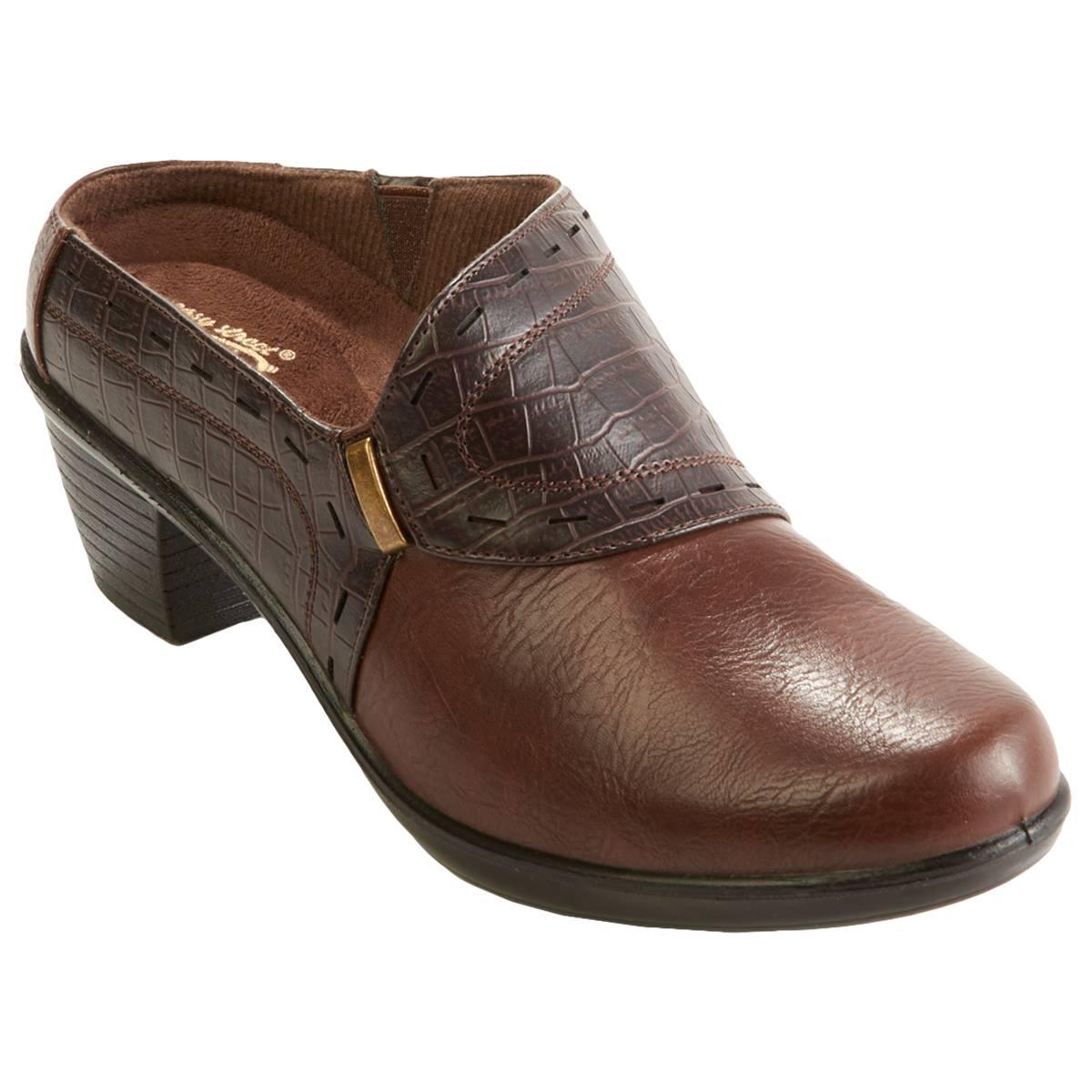 Easy Street Cynthia Comfort Mules - Tan/brown Croco