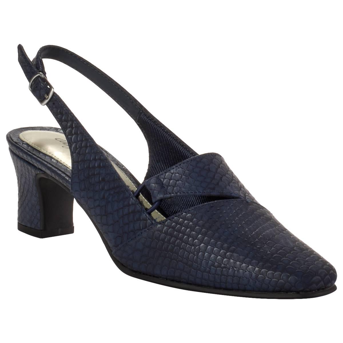 Click here for Womens Easy Street Navy Snake Slingback Heels prices