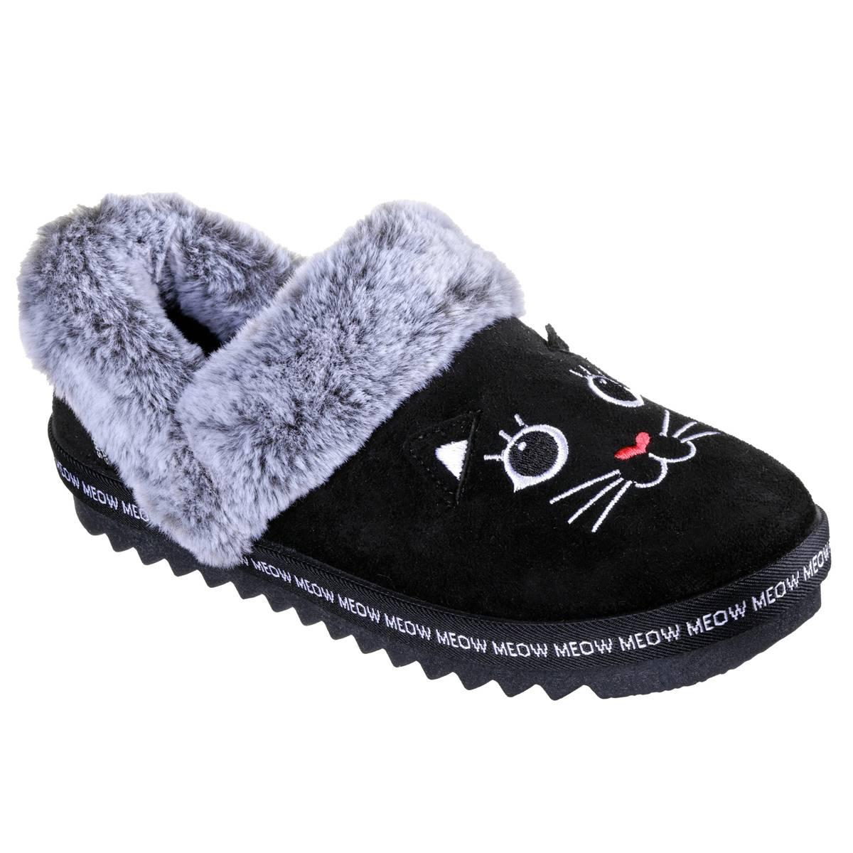 Skechers Womens Slip-ins: Bobs Cozy Kiss - Meow PJs Comfort Slippers from Finish Line - Black