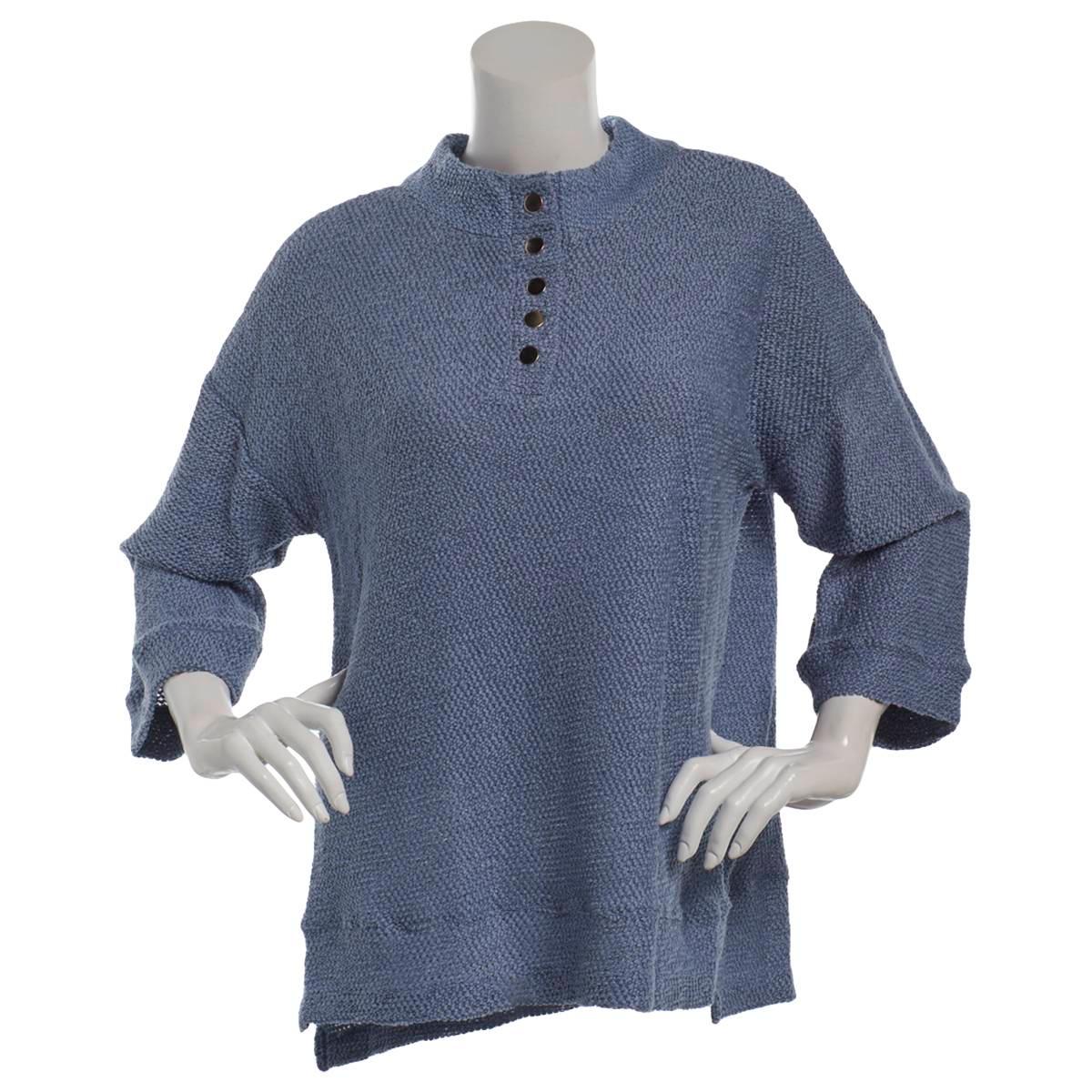 Click here for Plus Size Robert Louis 3/4 Sleeve Mock Neck Popcor... prices