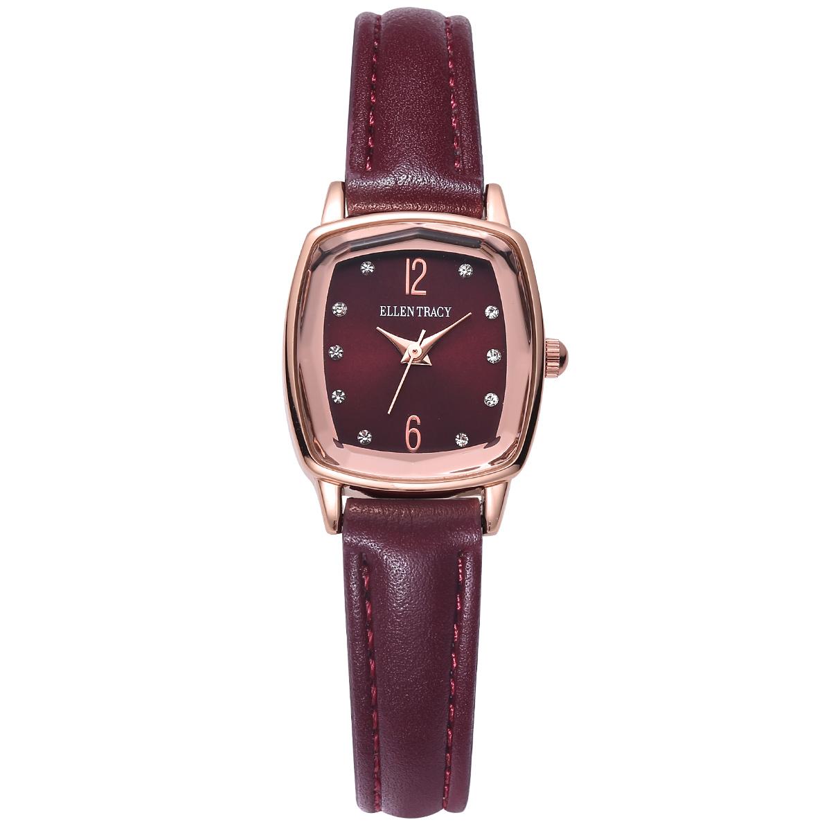Click here for Womens Ellen Tracy Rose Gold-Tone Burgundy Dial Wa... prices