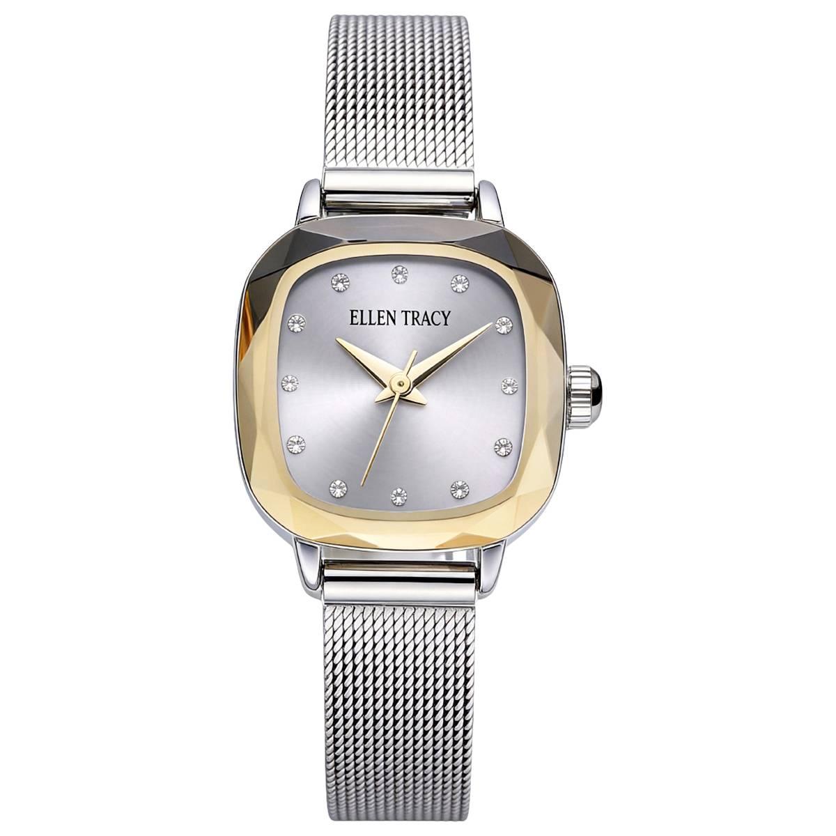Click here for Womens Ellen Tracy Cushion Faceted Silver Dial Wat... prices