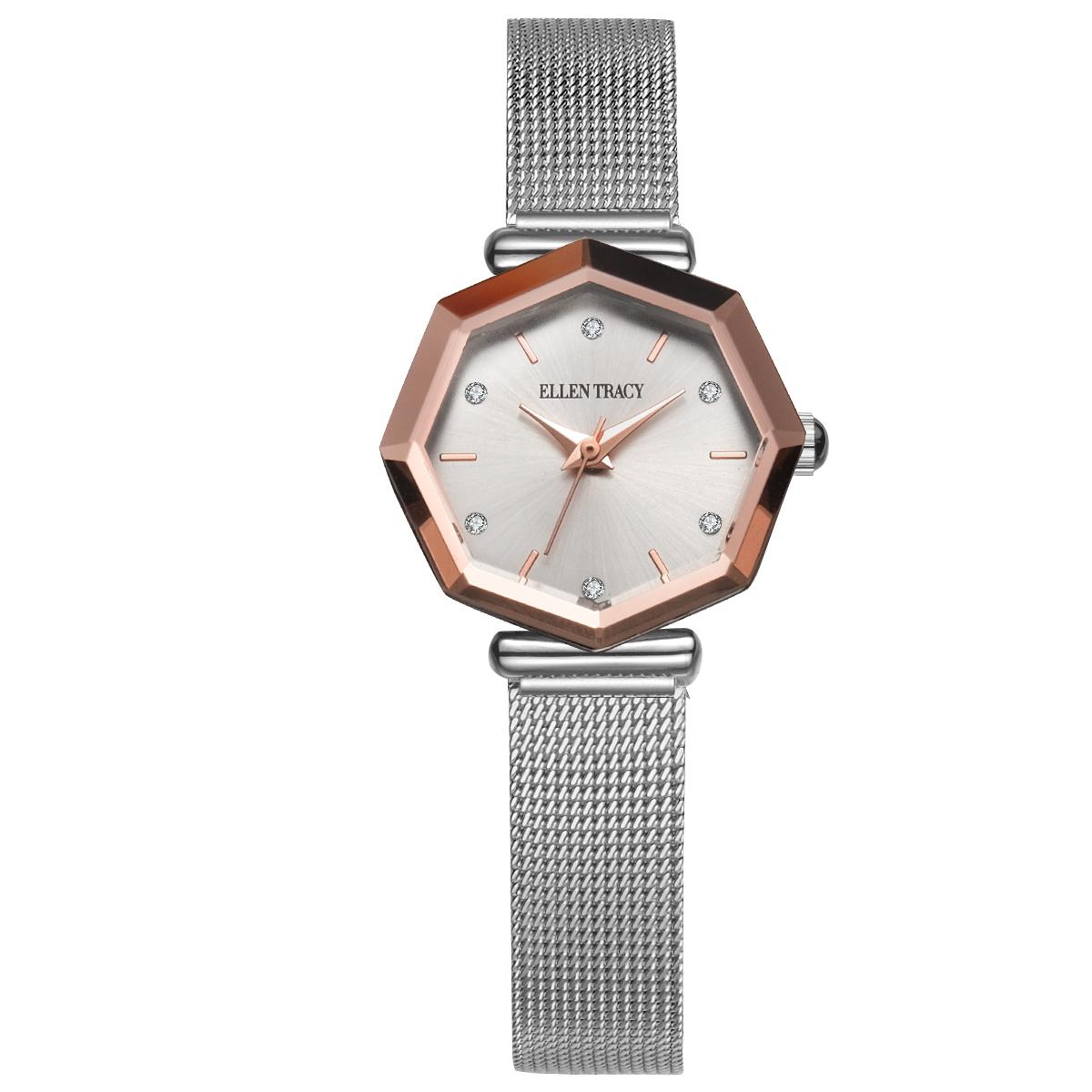 Click here for Womens Ellen Tracy Silver-Tone Faceted Bezel Watch... prices