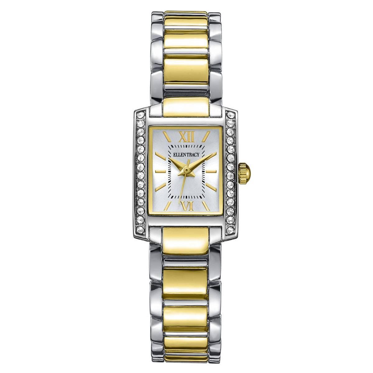 Click here for Womens Ellen Tracy Two-Tone Crystal Rectangular Wa... prices