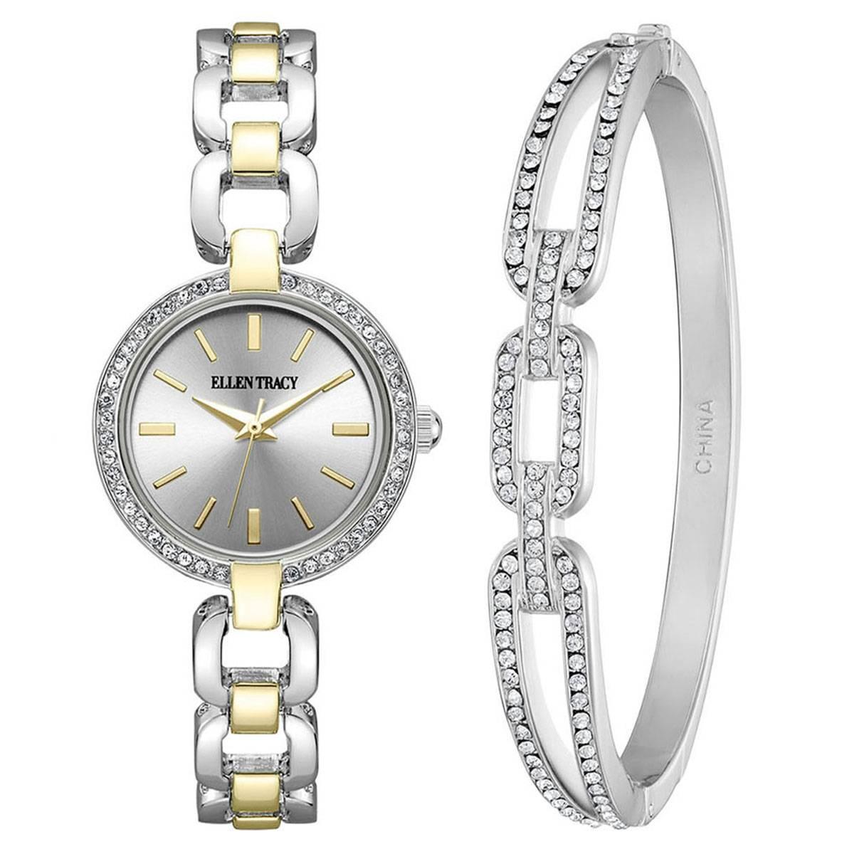 Click here for Womens Ellen Tracy Two-Tone Crystal Accent Watch S... prices