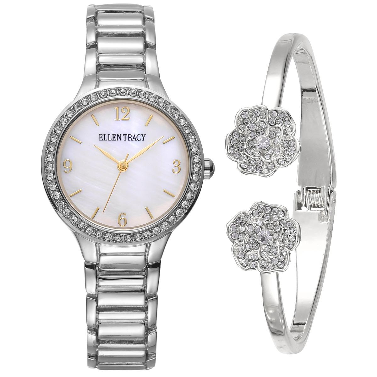 Click here for Womens Ellen Tracy MOP Watch & Bracelet Set - ETB8... prices