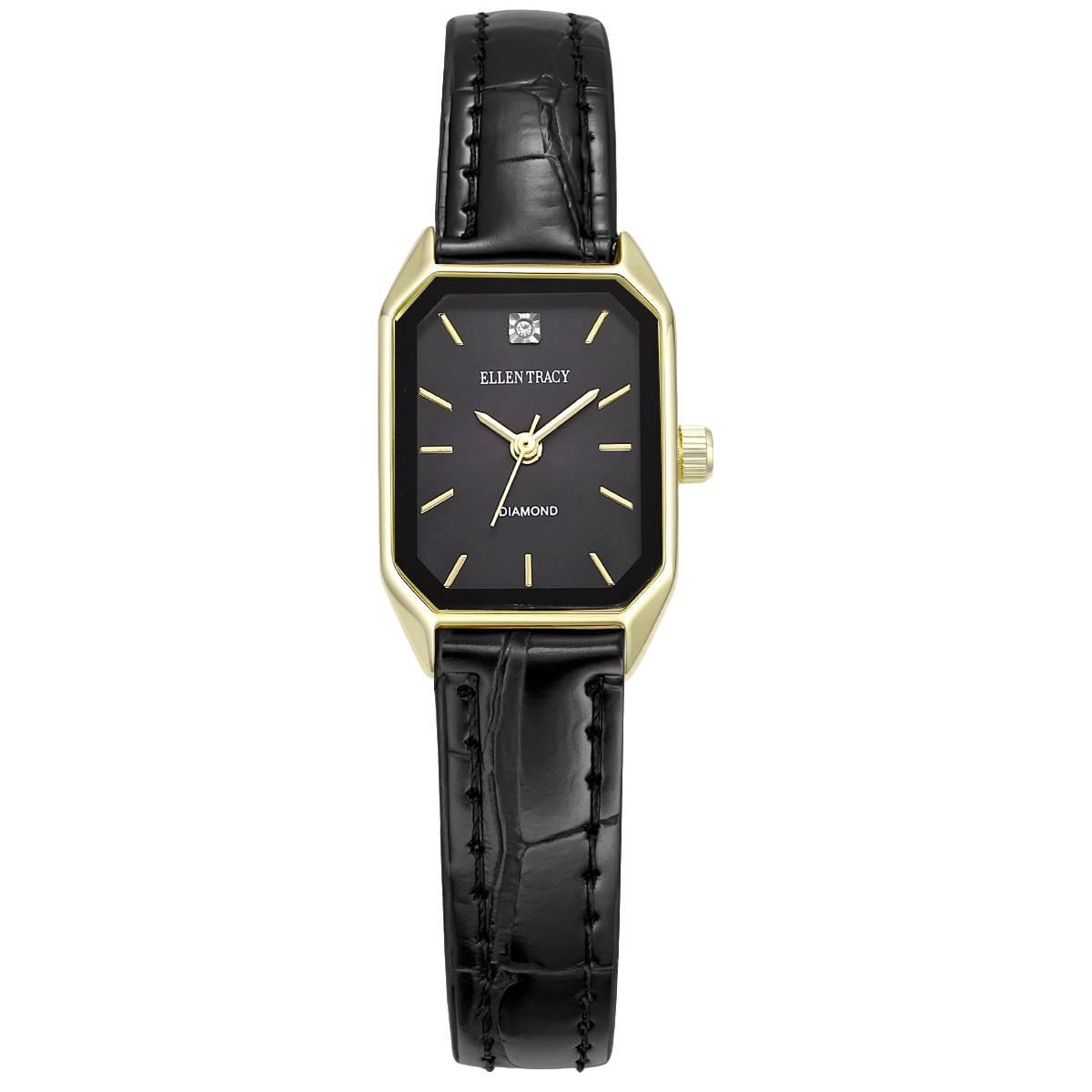 Click here for Womens Ellen Tracy Black Genuine Diamond Dial Watc... prices