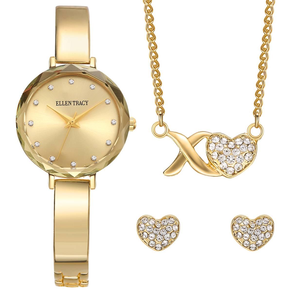 Click here for Womens Ellen Tracy Crystal Watch Pendant & Earring... prices