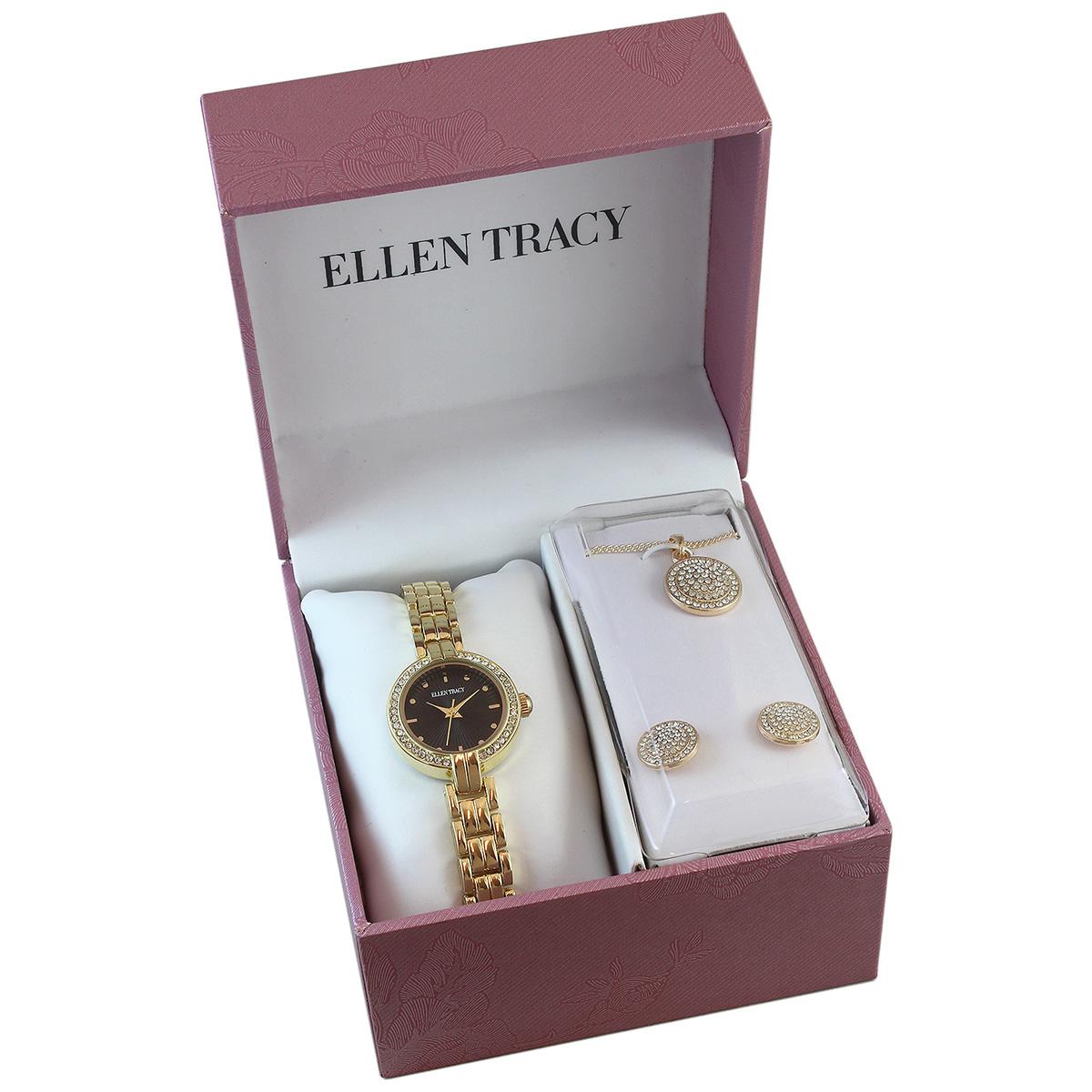 Click here for Womens Ellen Tracy Pave Crystal Watch Pendant & Ea... prices