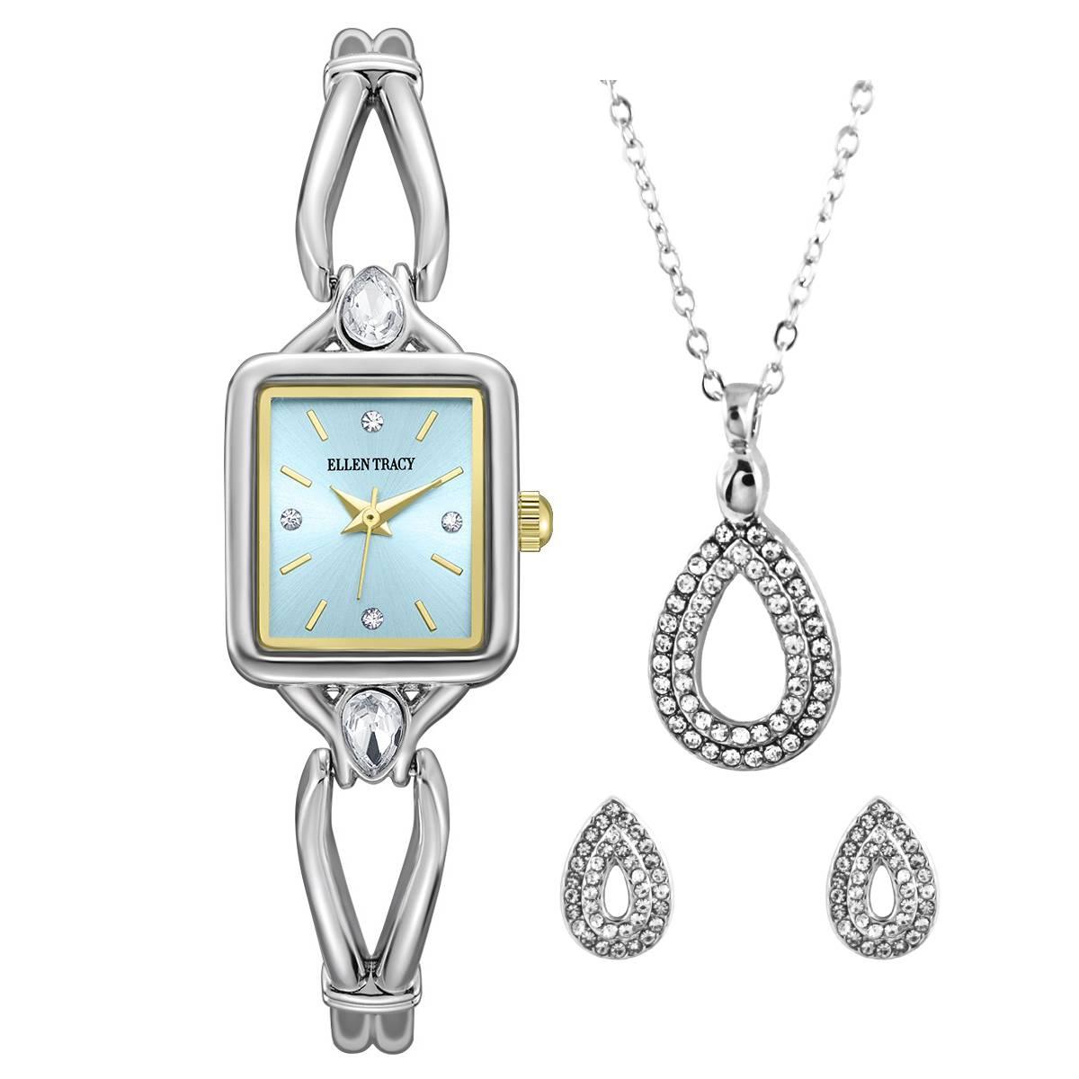 Click here for Womens Ellen Tracy Blue Dial Watch & Jewelry Set -... prices