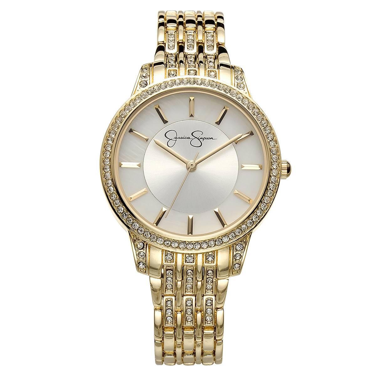 Click here for Jessica Simpson Gold-Tone Crystal Bracelet Watch -... prices