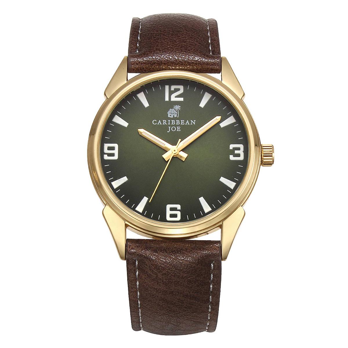 Click here for Mens Caribbean Joe Gold-Tone Green Dial Watch - CJ... prices