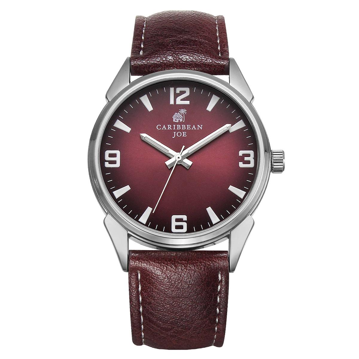 Click here for Mens Caribbean Joe Silver-Tone Burgundy Dial Watch... prices