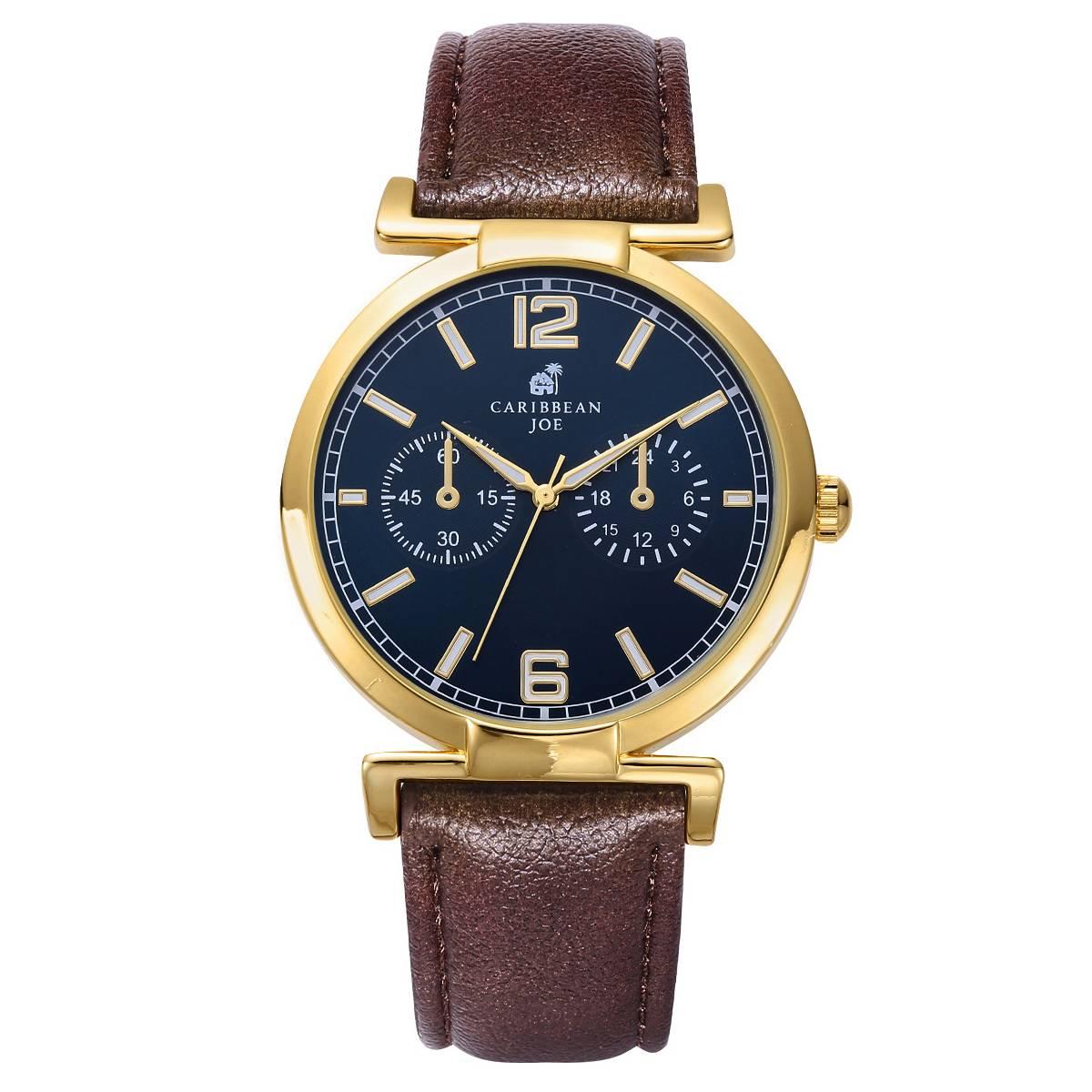 Click here for Mens Caribbean Joe Gold-Tone Navy Dial Strap Watch... prices