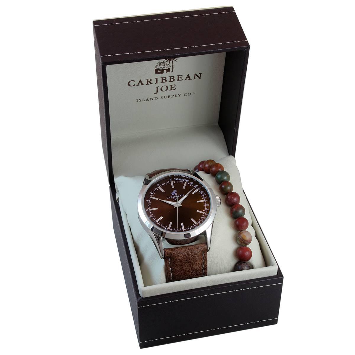 Click here for Mens Caribbean Joe Watch & Stretch Bracelet Set -... prices