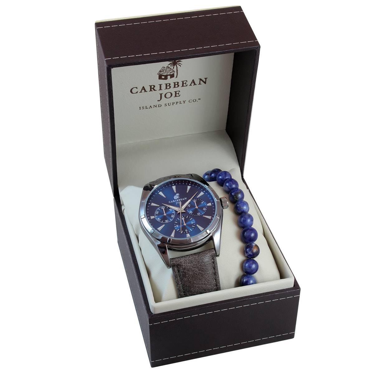 Click here for Mens Caribbean Joe Watch & Stretch Bracelet Set -... prices