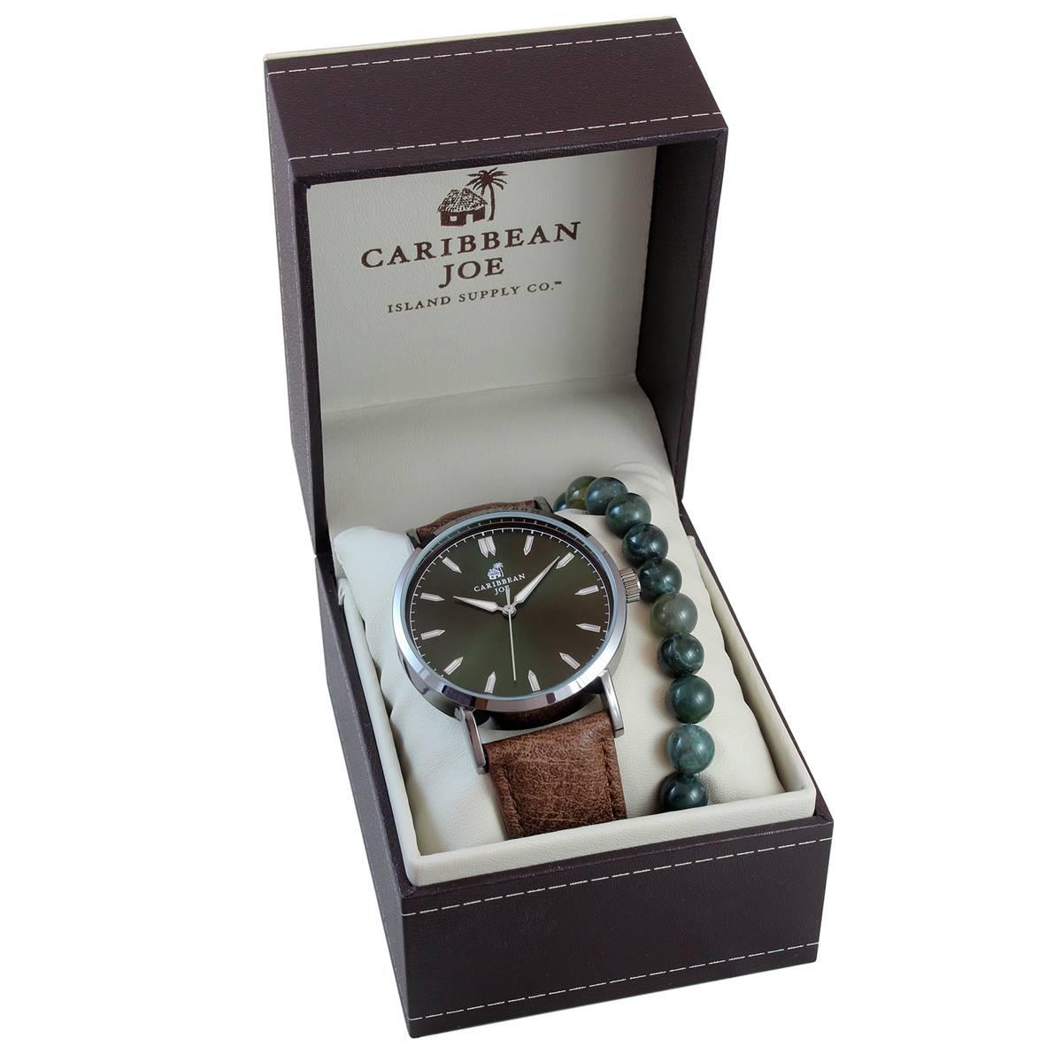 Click here for Mens Caribbean Joe Watch & Stretch Bracelet Set -... prices