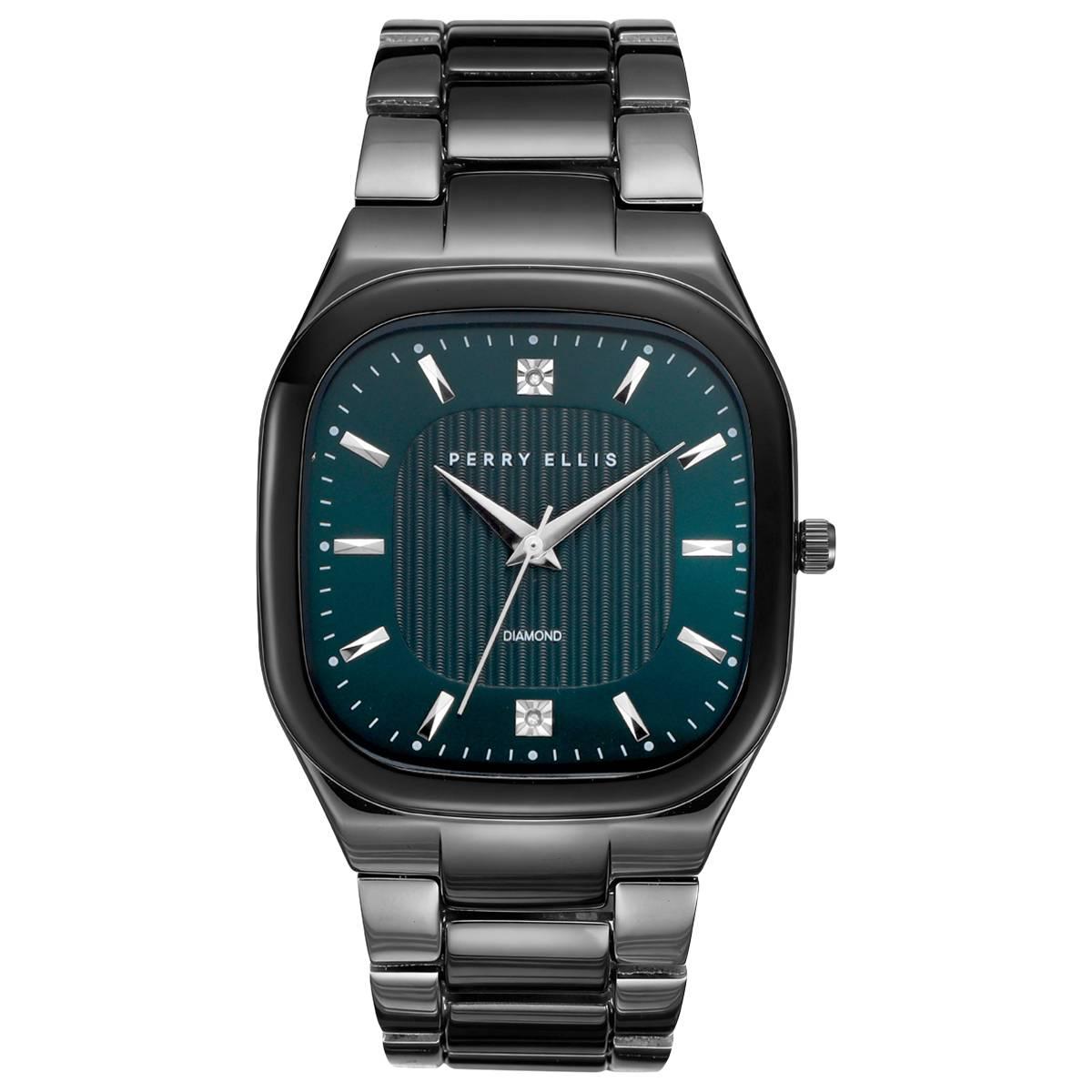 Click here for Mens Perry Ellis Teal Genuine Diamond Dial Watch -... prices