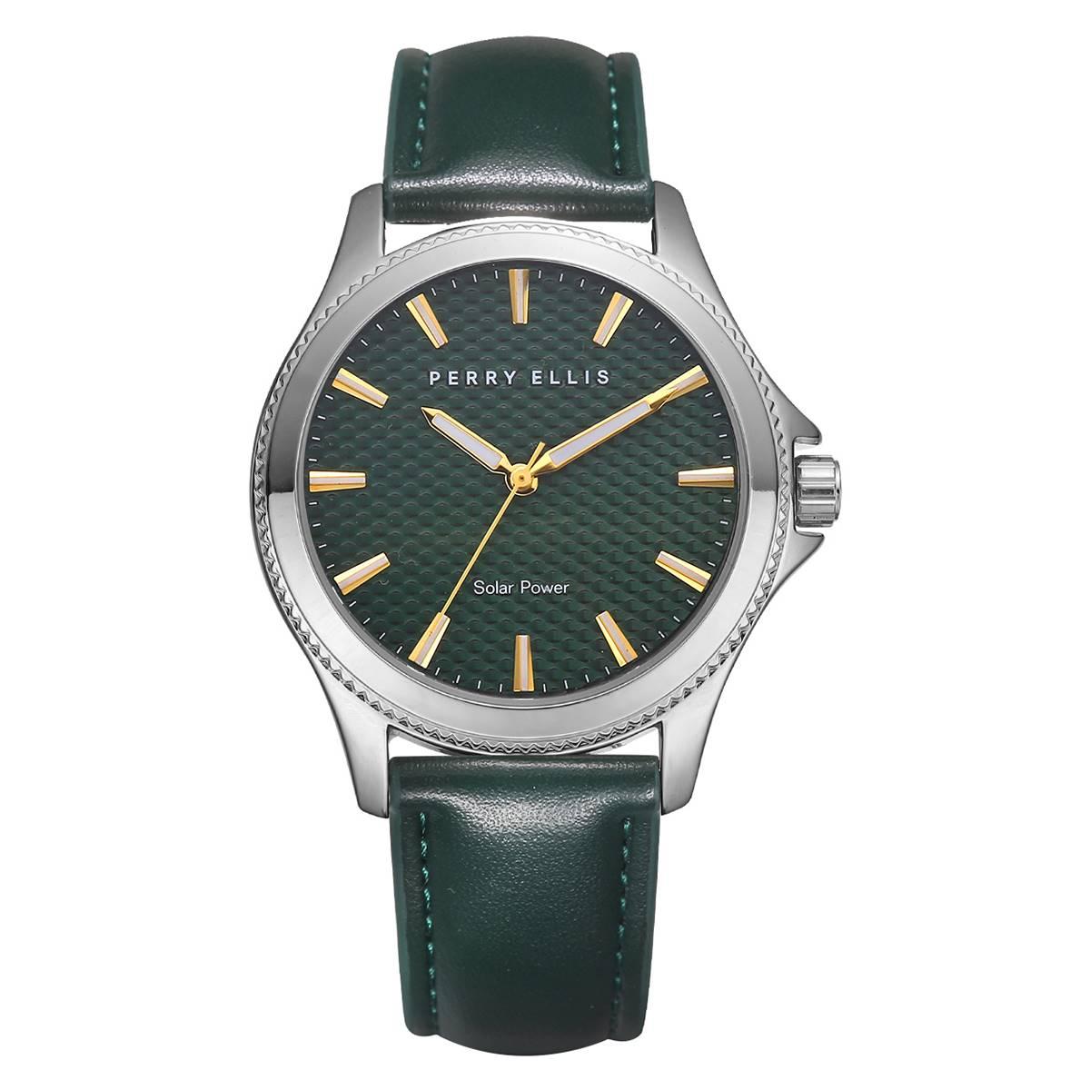 Click here for Mens Perry Ellis Solar Silver-Tone Embossed Watch... prices