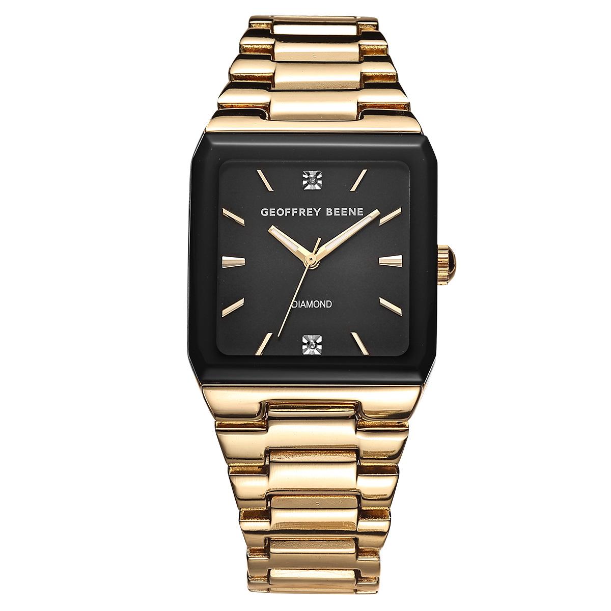 Click here for Mens Geoffrey Beene(R) Gold-Tone Black Dial Watch... prices