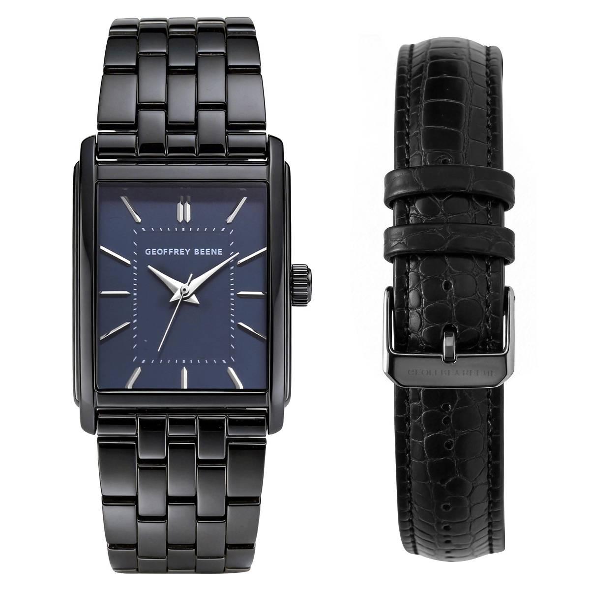 Click here for Mens Geoffrey Beene Gunmetal-Tone Blue Dial Watch... prices