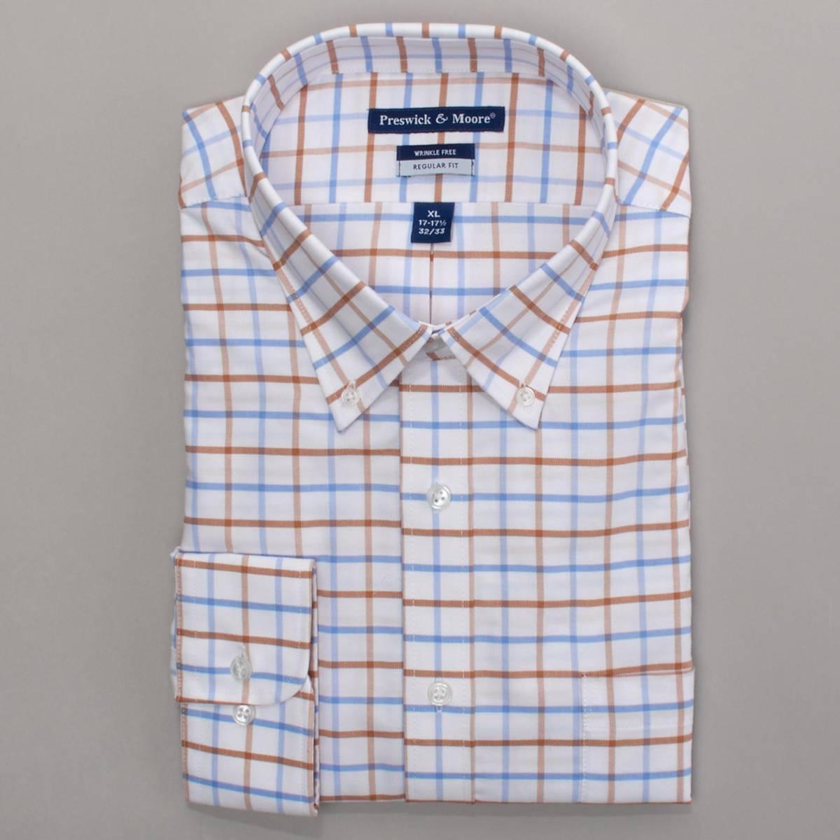 Click here for Mens Preswick & Moore(R) Regular Fit Blue Plaid Ox... prices