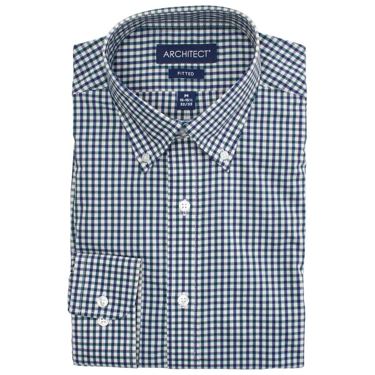 Click here for Mens Architect(R) Fitted Checkered Dress Shirt - G... prices