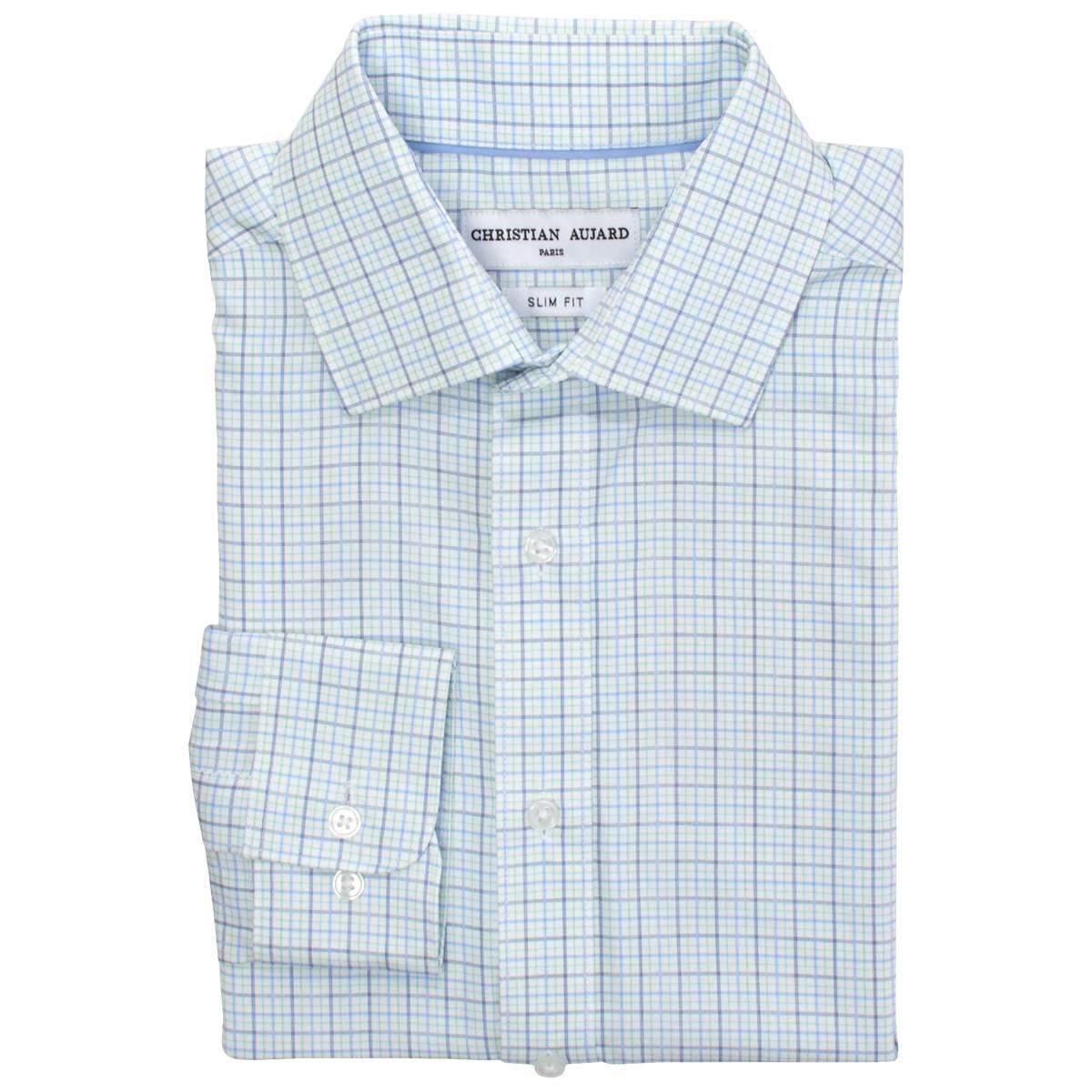 Click here for Mens Christian Aujard Slim Stretch Plaid Dress Shi... prices