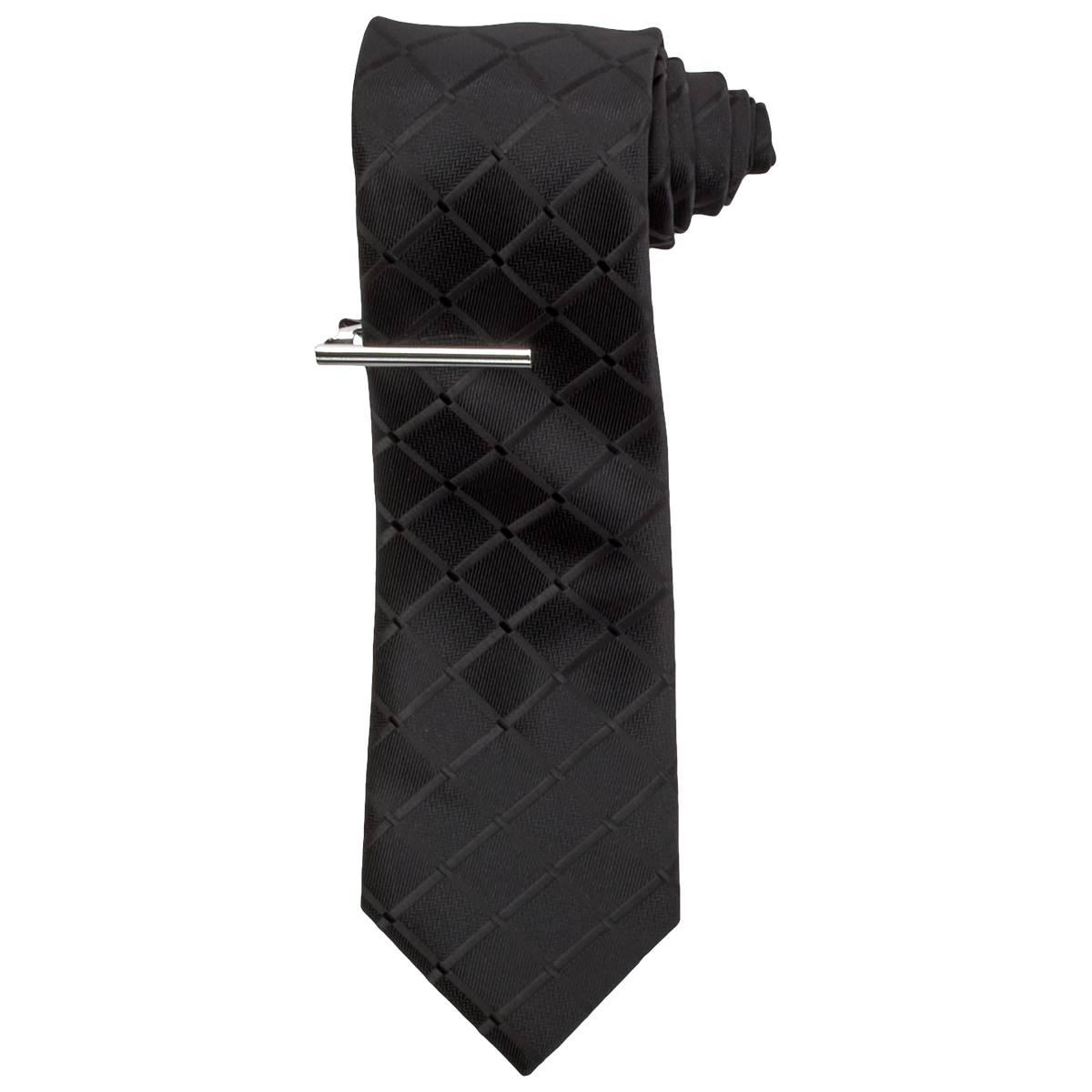 Click here for Mens Bill Blass Solid Grid Tie & Tie Bar prices