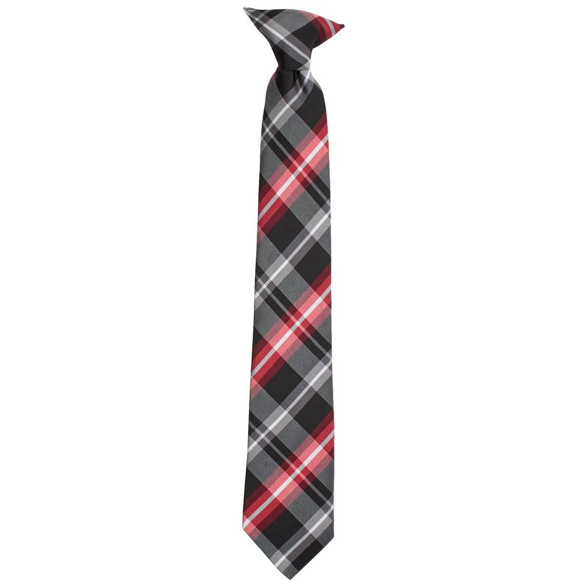 Click here for Boys Bill Blass Clip On Plaid Tie - Black/Red prices